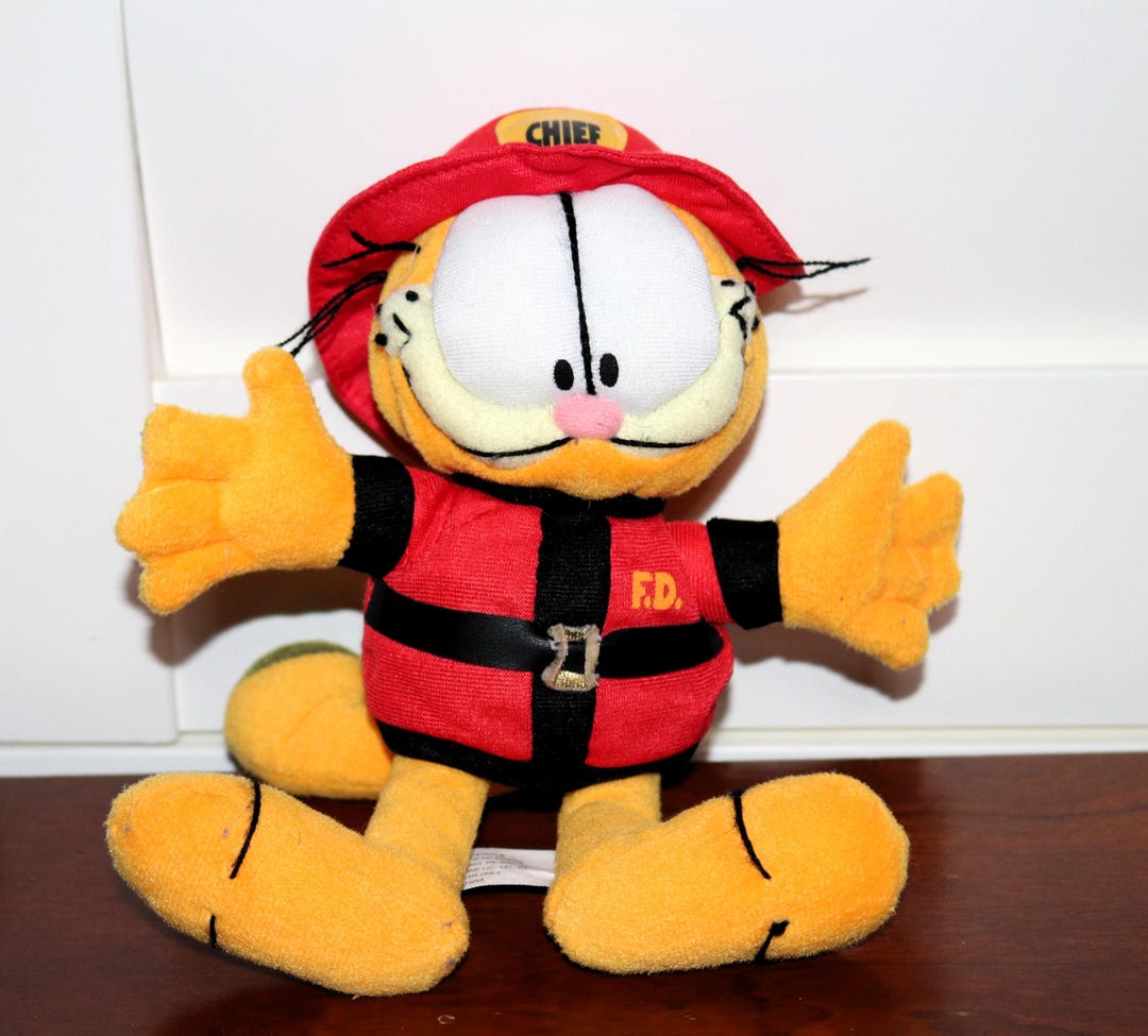 Vintage Garfield Fire Department Chief 10" Plush Stuffed Toy Cat - Will Combine Shipping - Etsy