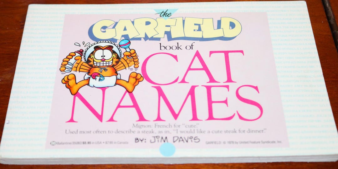 The Garfield Book of Cat Names by Jim Davis Softcover Stated First ...