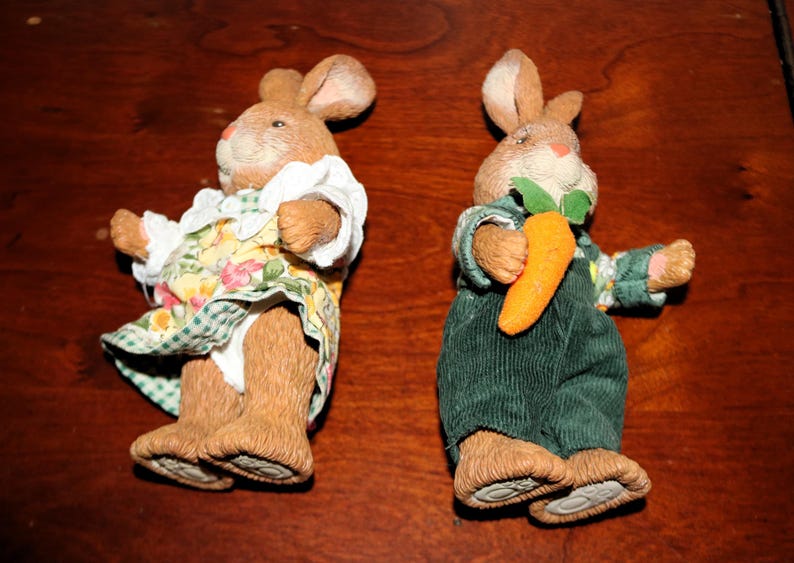 Vintage Poseable Russ Bunny Rabbit Easter Figurines - Set of Two - Etsy