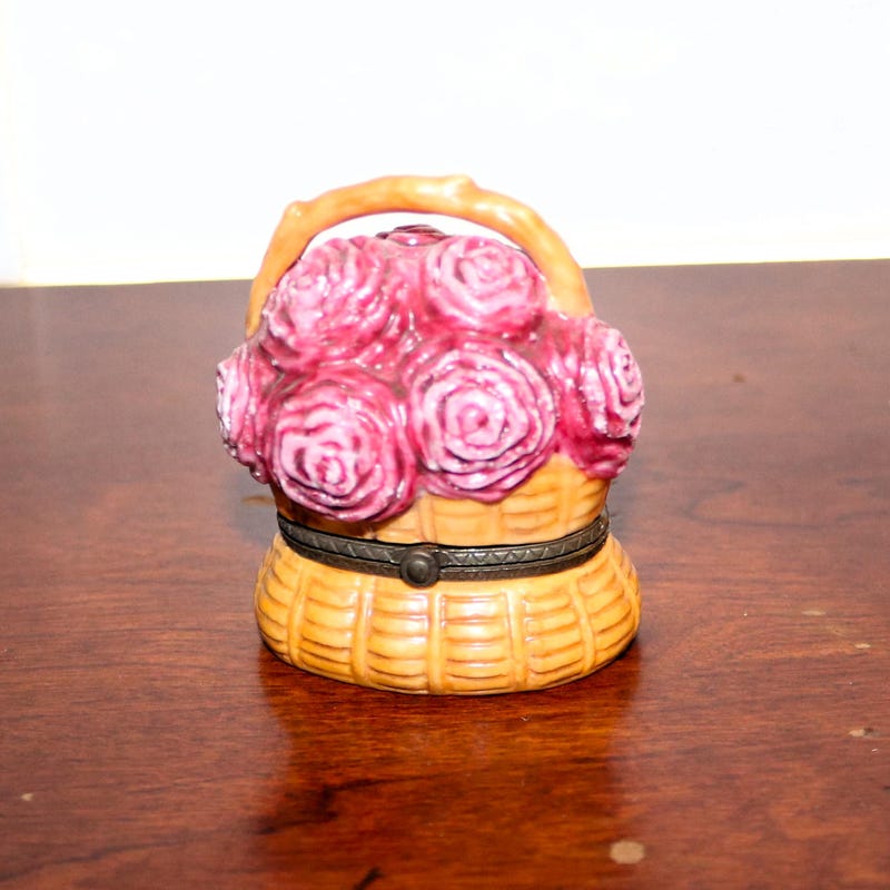 Vintage Ceramic Rose Box - Etsy