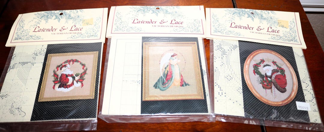 Lavender and Lace Cross Stitch Patterns Set of Three Christmas-themed ...