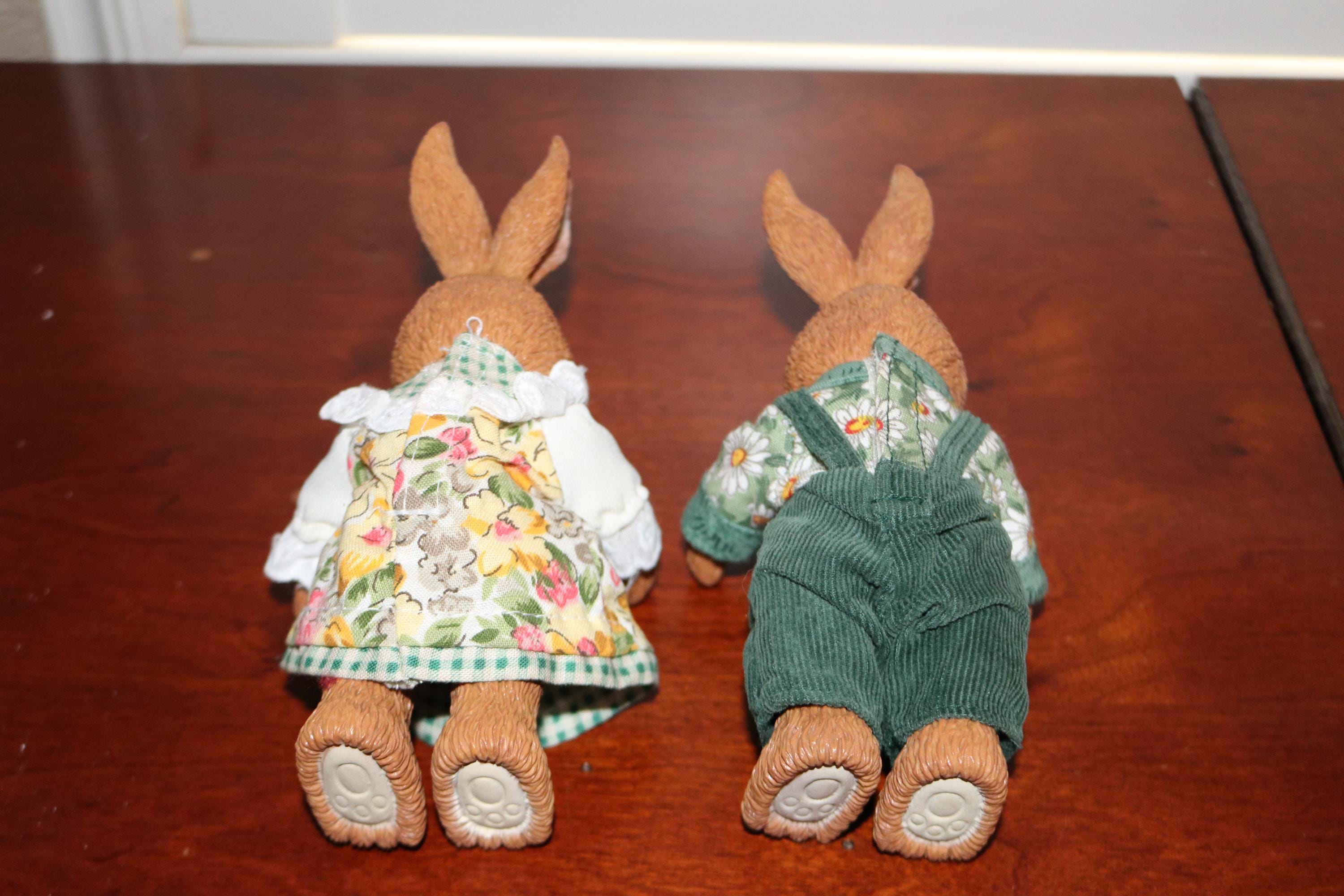 Vintage Posable Russ Bunny Rabbit Easter Figurines - Set of Two - Etsy