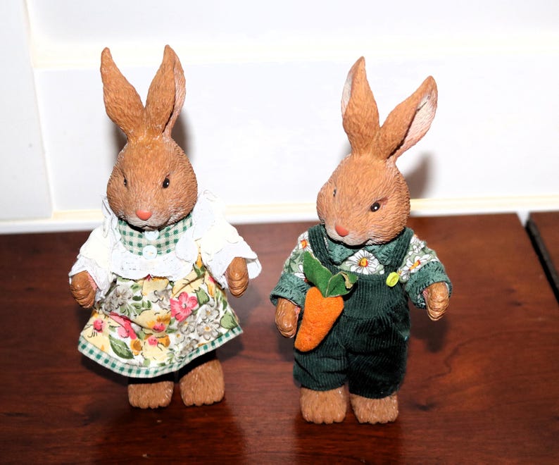 Vintage Poseable Russ Bunny Rabbit Easter Figurines - Set of Two - Etsy
