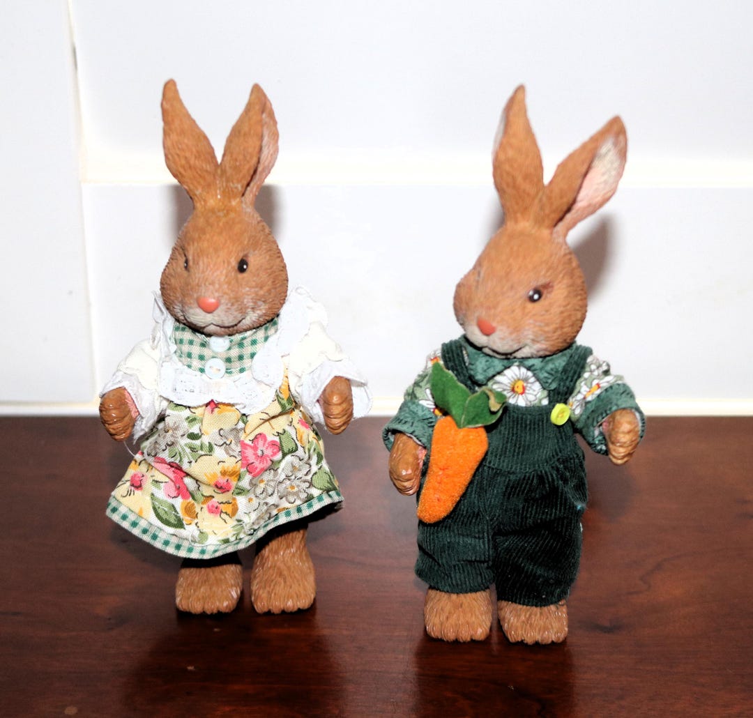 Vintage Poseable Russ Bunny Rabbit Easter Figurines - Set of Two - Etsy