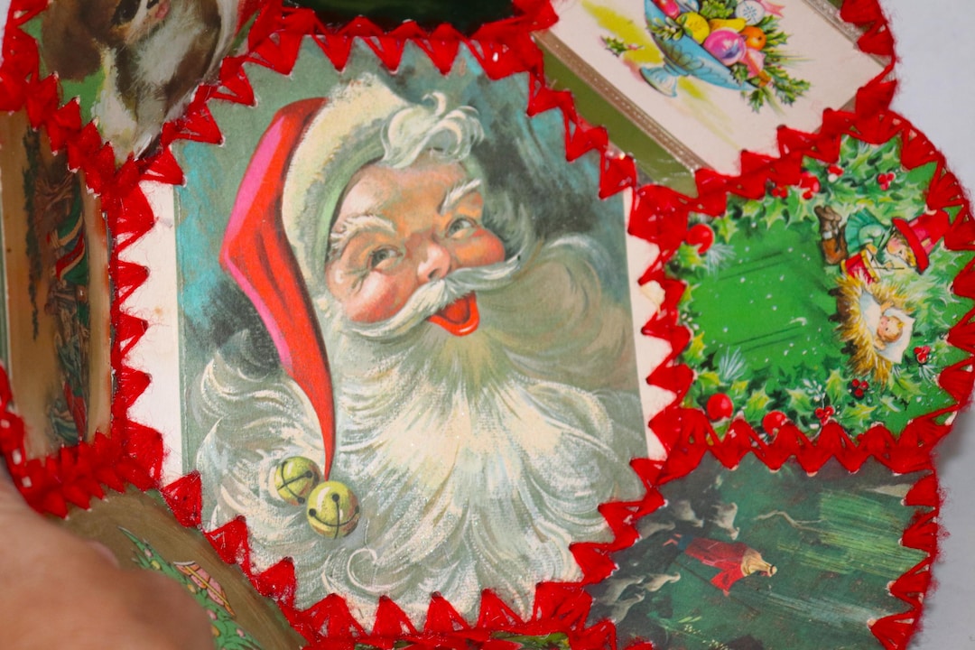 Christmas Card Basket Vintage Handmade Crochet Greeting Card Basket ...