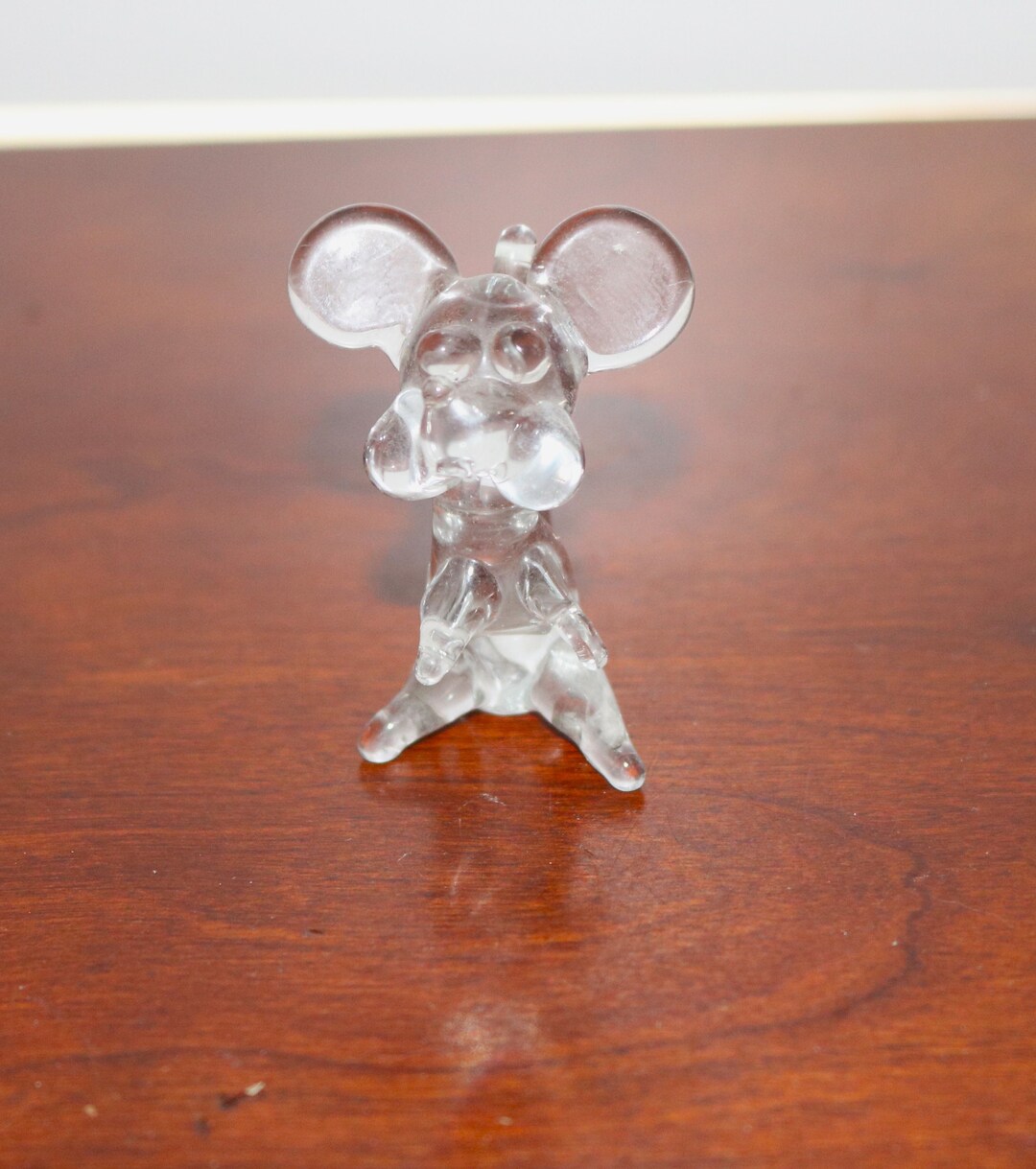 Vintage Clear Art Glass Mouse Figurine Big Ears, Curled Tail 2" X 1.5 ...
