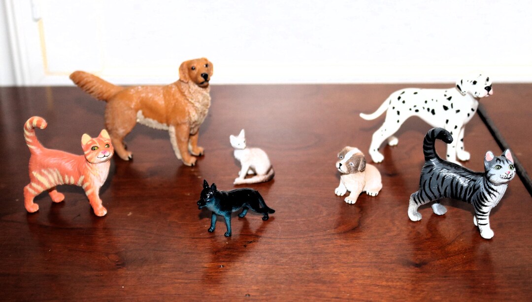 Miniature Dogs & Cats! PVC Plastic Mini Figures! Set of 7 - Will ...