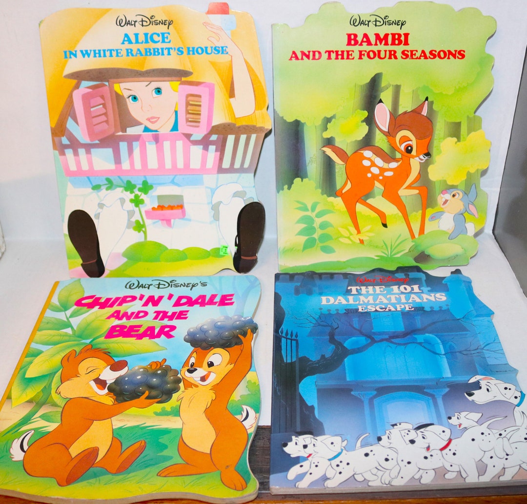 Set of 4 Giant Vintage Disney Board Books! Alice Wonderland, Bambi, 101 ...