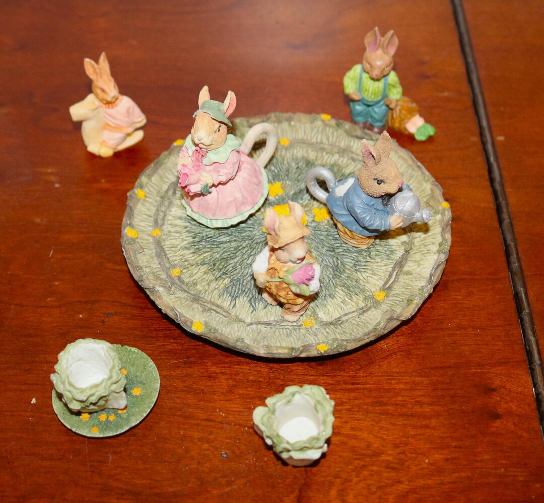 Miniature Rabbit Tea Set, Bunny Garden Peter Rabbit Resin Teacup ...