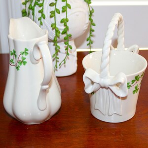 Shannon Porcelain Shamrock Basket Jug Pitcher Set Two Pieces St ...