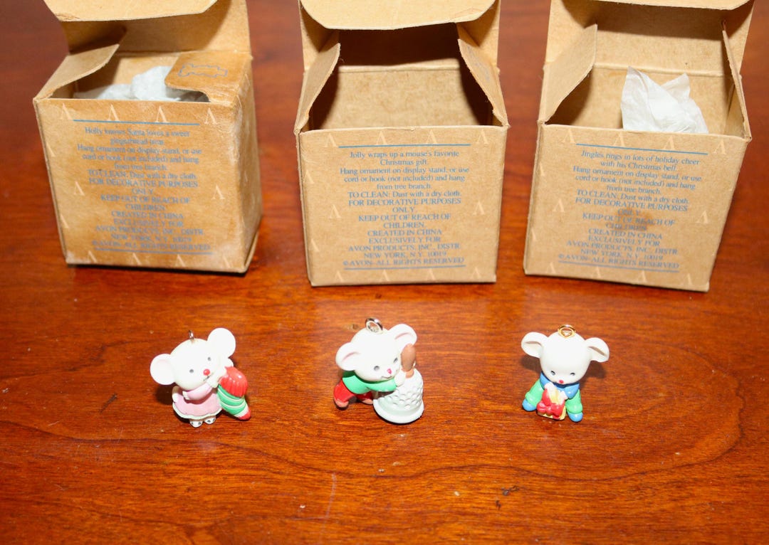 Set of Three Adorable Vintage Avon Mini Christmas Mice Ornaments! 1980s ...