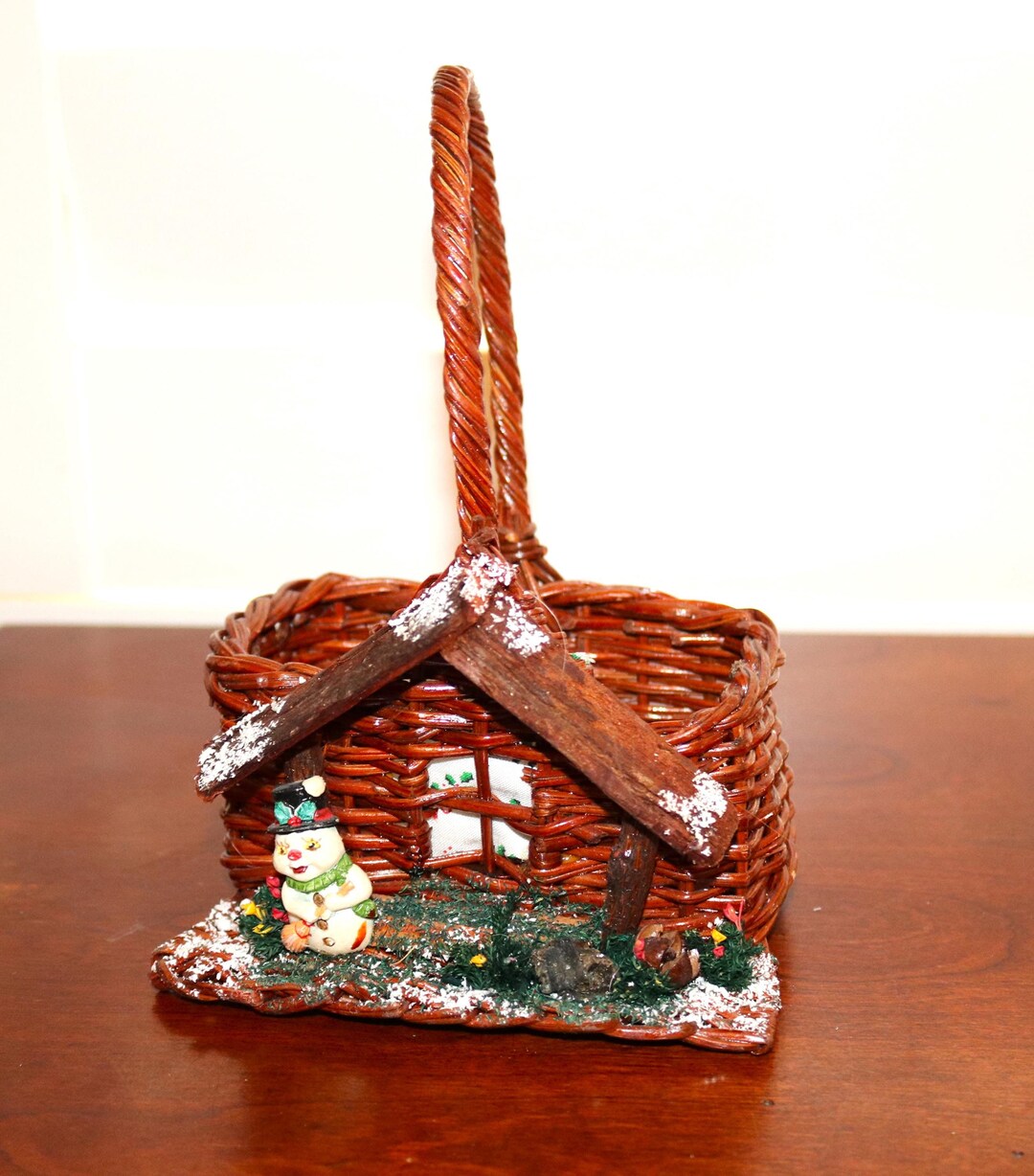 Adorable Wicker Snowman Basket W Handle Show Stoppers, Inc. New Jersey ...