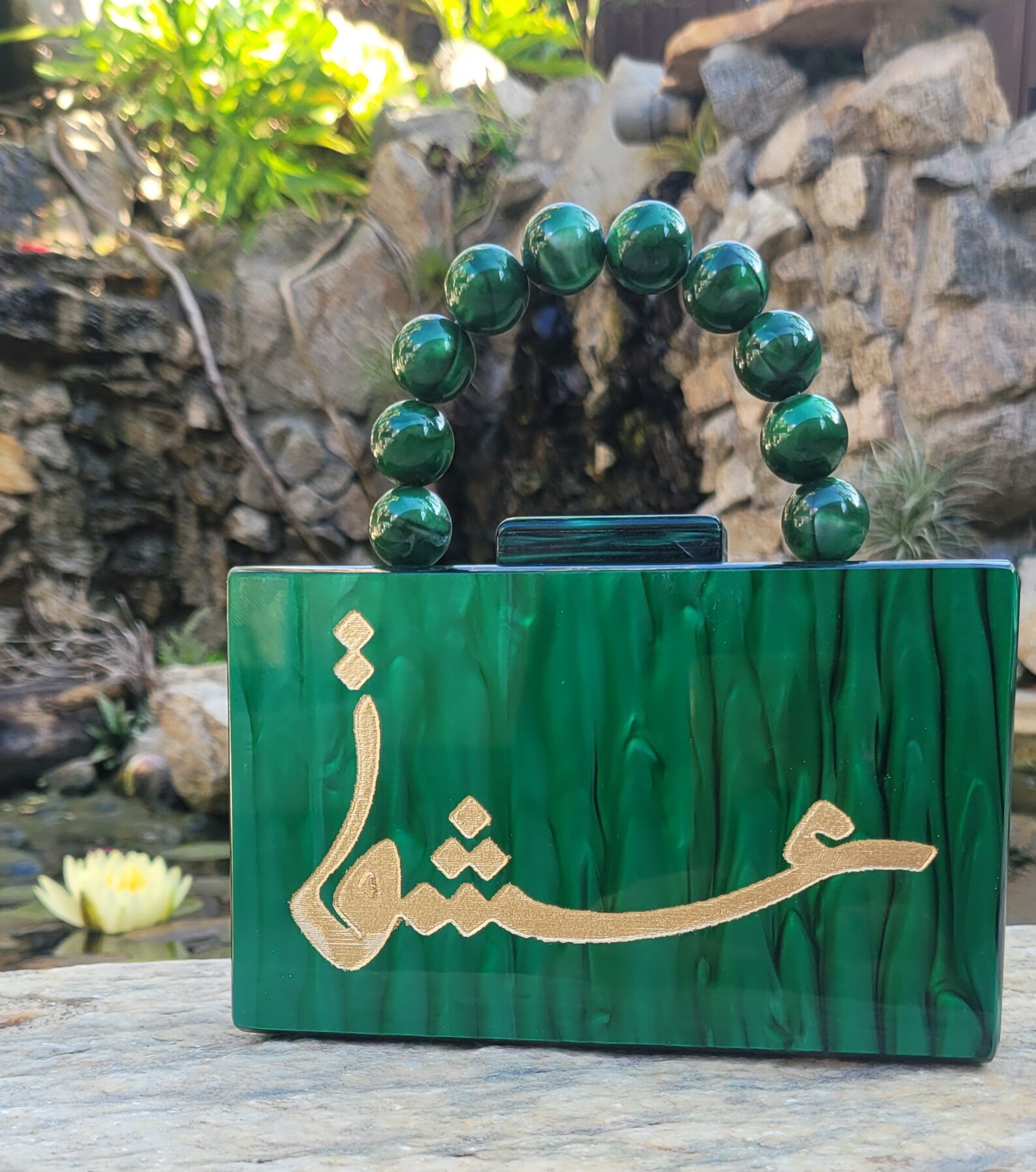 Amazing Dark Green Purse With Persian Calligraphy Love eshgh on One ...