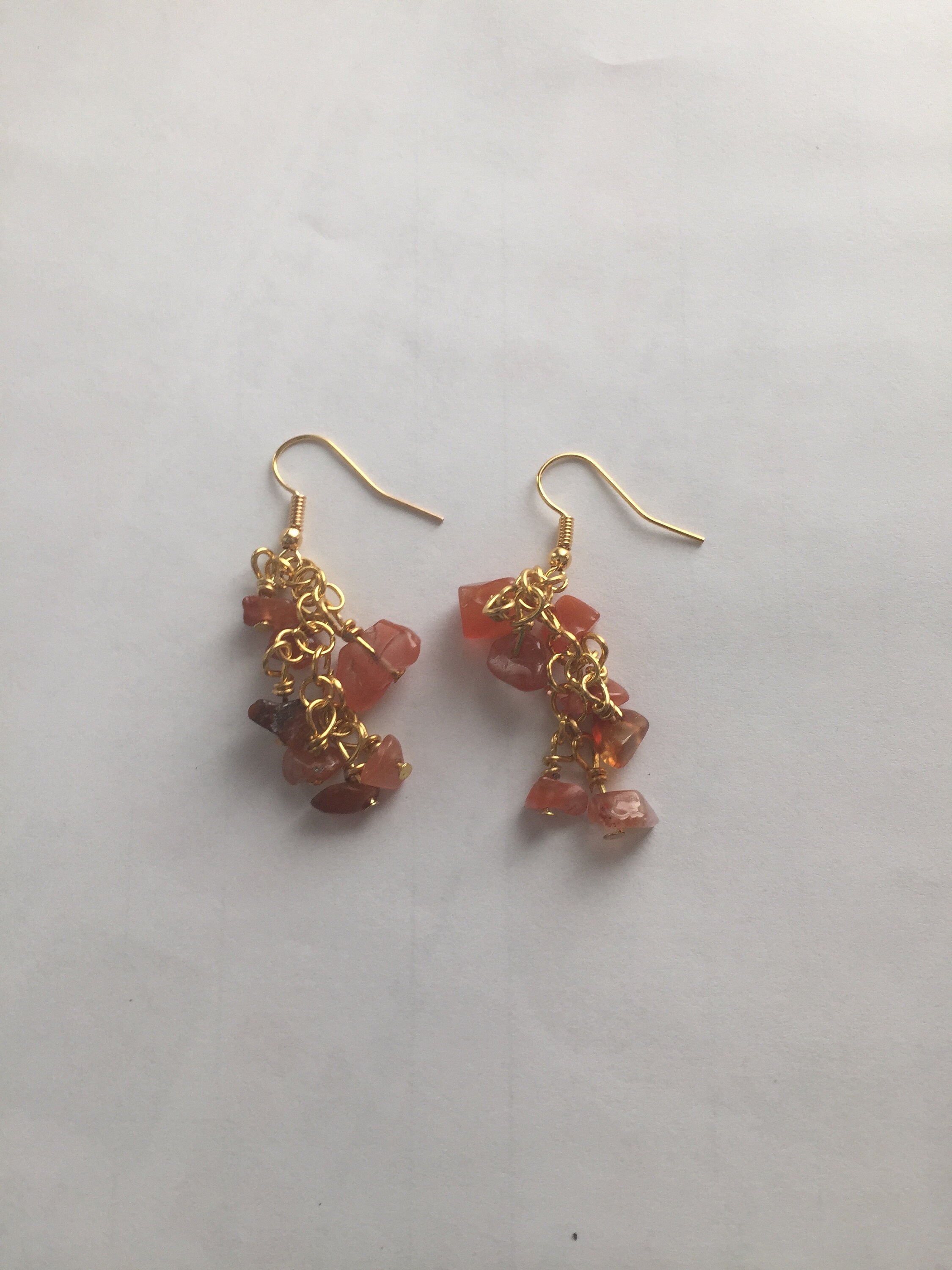 Rode agaat en gouden oorbellen - Etsy Nederland