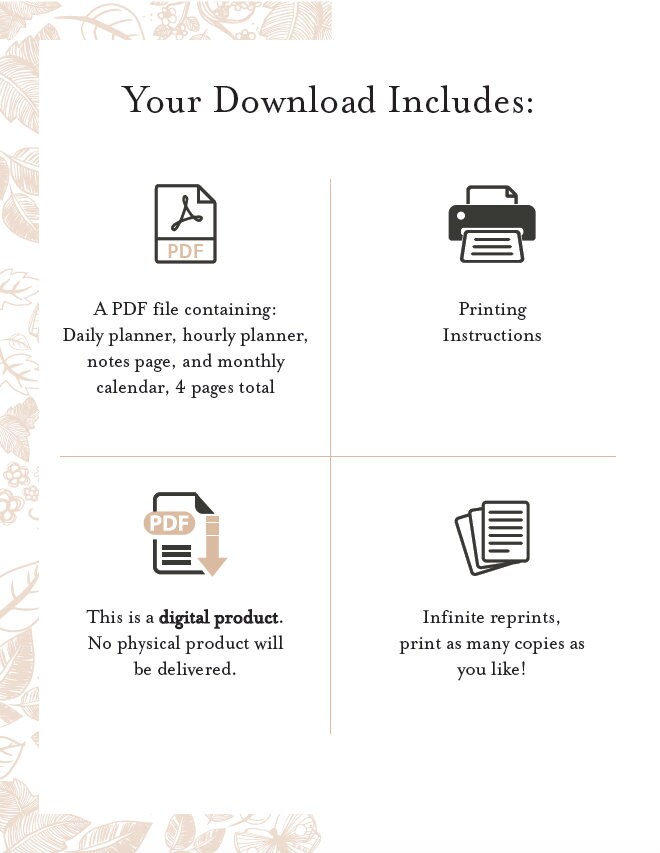 Digital Download Planner, Printable Digital Download, Daily Planner ...