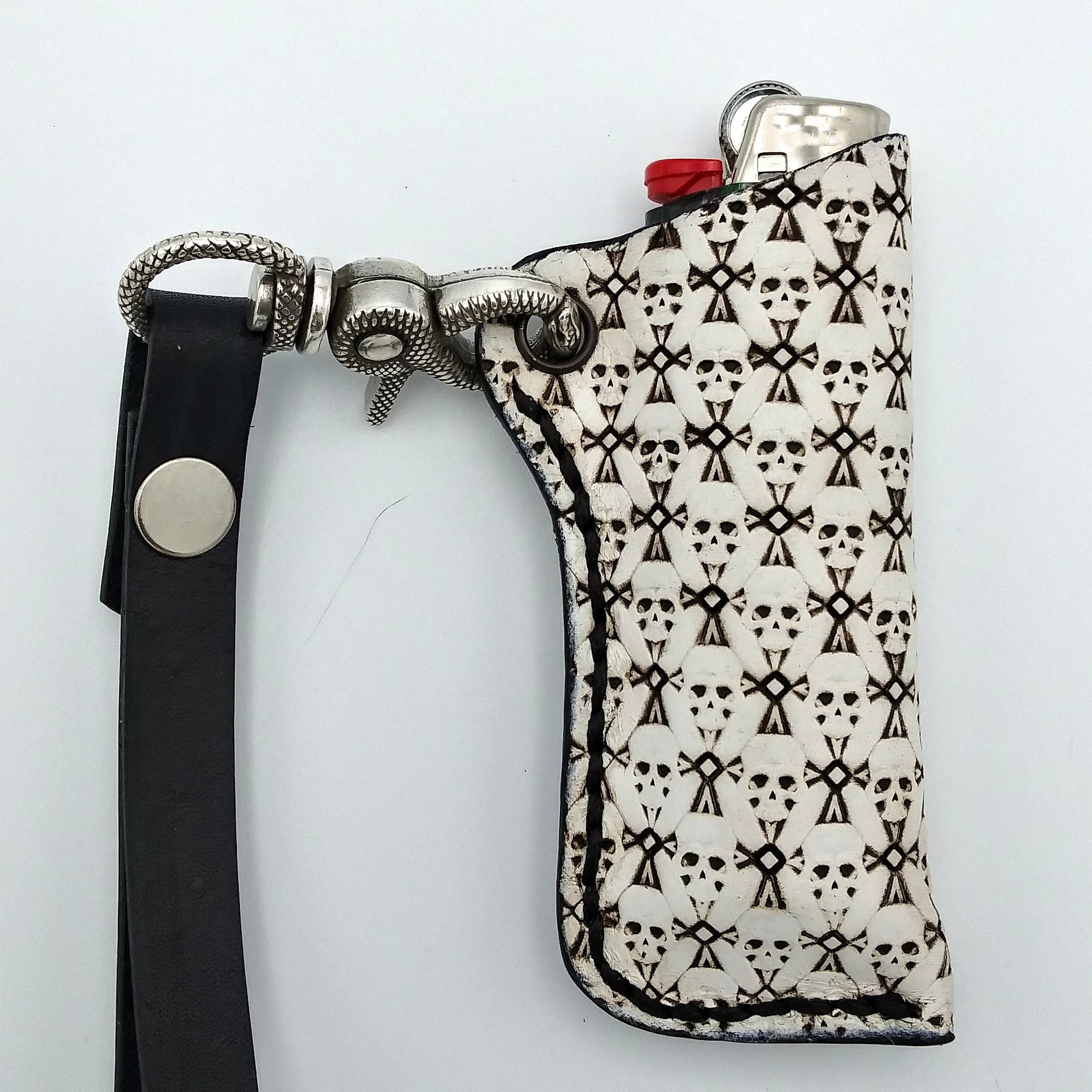 Lighter Case. Skull and Bones Design. Handmade Artisan Lighter ...