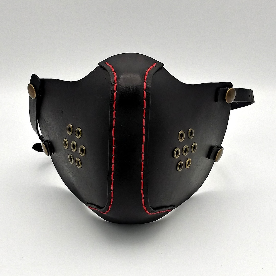 Leather Mask Black Leather, Protective Face Mask. Leather Straps ...