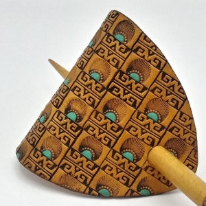 Leather Aztec Hair Barrette With Stick. Valentines Gift. Aztec Design ...