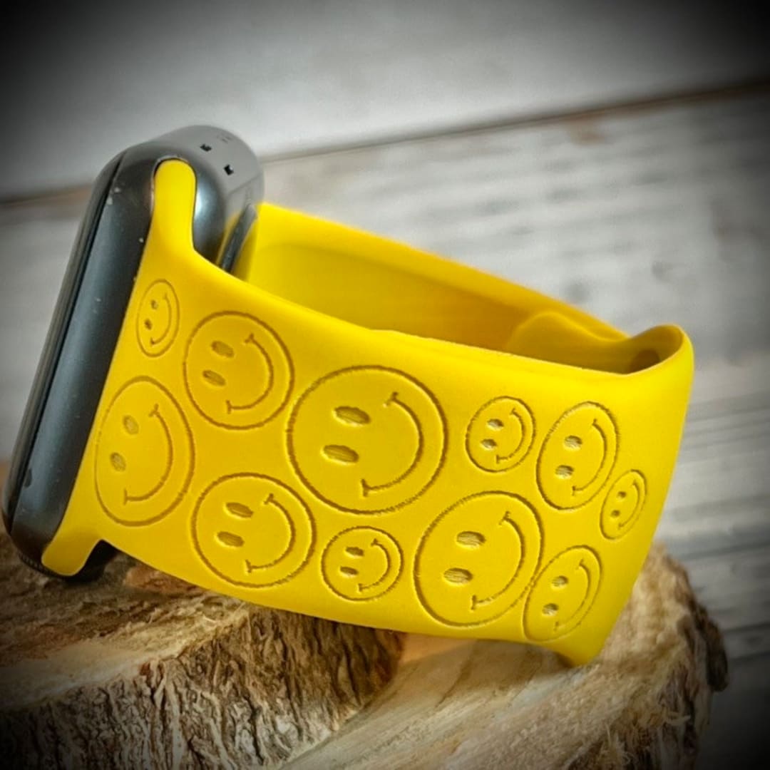 Smiley Face Watch Band Smileys Engraved Watch Band Smiley Silicone Band ...