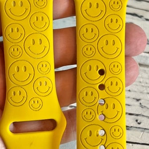 Smiley Face Watch Band Smileys Engraved Watch Band Smiley Silicone Band ...