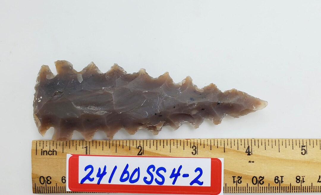 4.25 Stone Serrated Spearhead, Lance Point, Drill Point, Hand Made ...