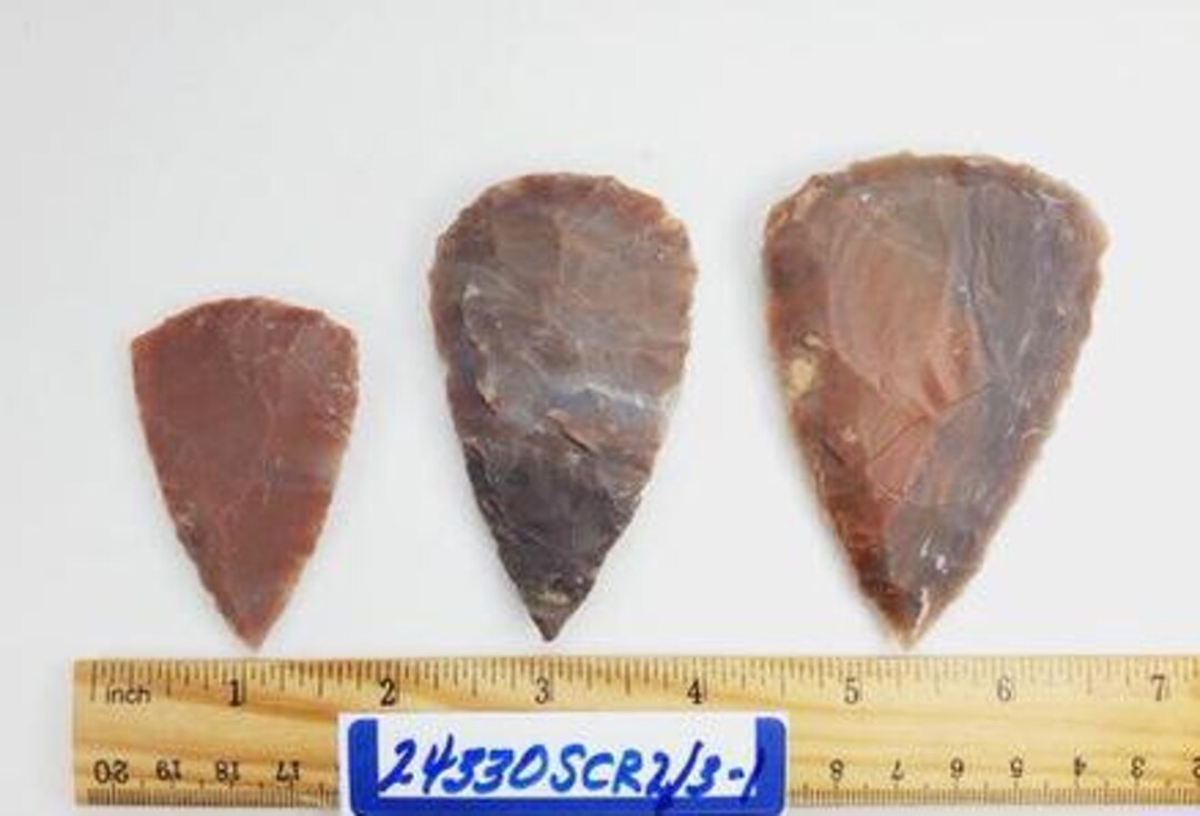 2" and 3" Stone Scrapers for Tanning and Skinning - Hand Knapped Agate ...