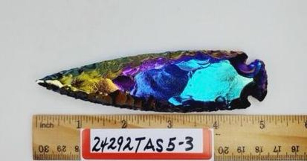 5" Titanium Aura Spearhead, Lance Point, Drill Point, Hand Made Knapped ...