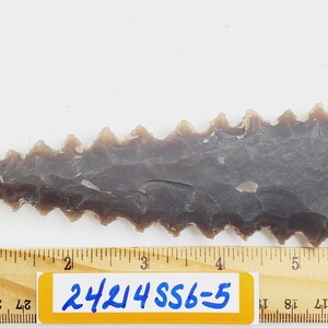 6.5 Stone Serrated Spearhead, Lance Head, Drill Point Hand Knapped ...