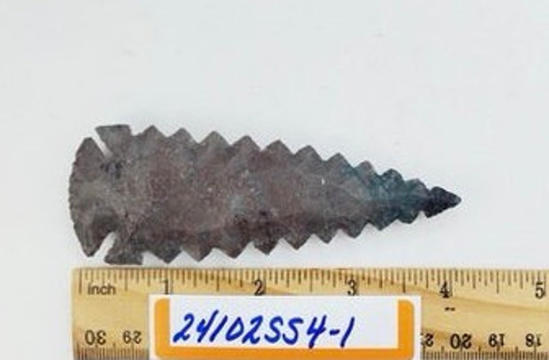 4.2 Stone Serrated Spearhead, Lance Point, Drill Point, Hand Made ...