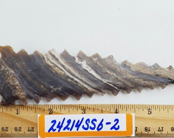 6.5 Stone Serrated Spearhead, Lance Head, Drill Point Hand Knapped ...