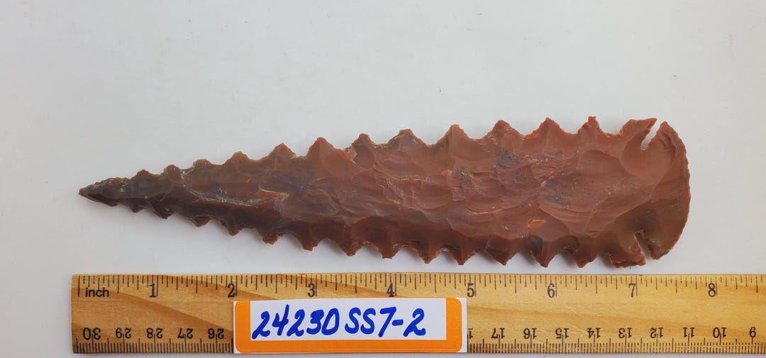 7.7 Serrated Spearhead, Lance Head, Drill Point Hand Knapped Agate - Etsy