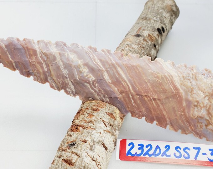 7.4" Serrated Spearhead, Lance Head, Drill Point - Hand Knapped Agate ...