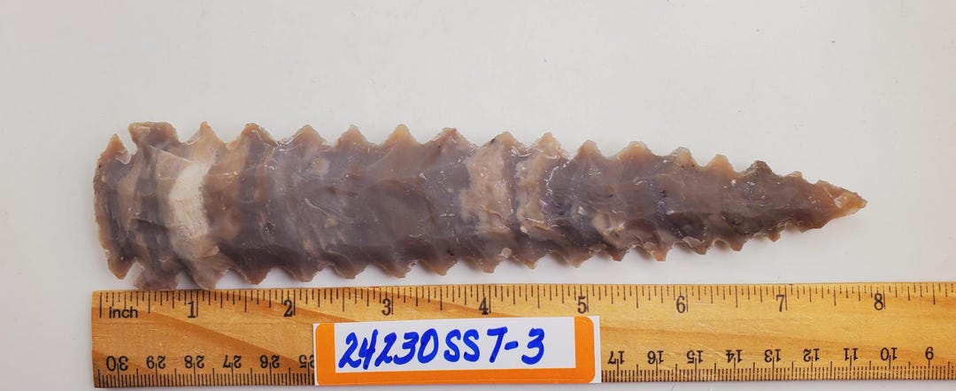 7.8 Serrated Spearhead, Lance Head, Drill Point Hand Knapped Agate - Etsy
