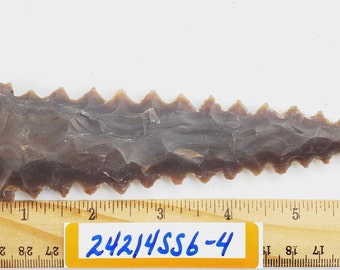 6.5 Stone Serrated Spearhead, Lance Head, Drill Point Hand Knapped ...