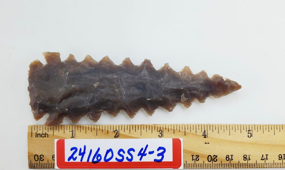 4.75 Stone Serrated Spearhead, Lance Point, Drill Point, Hand Made ...