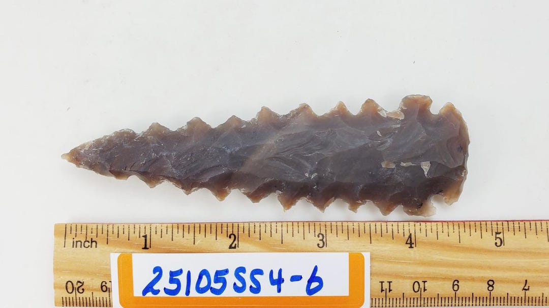 4.5" Stone Serrated Spearhead, Lance Point, Drill Point, Hand Made ...