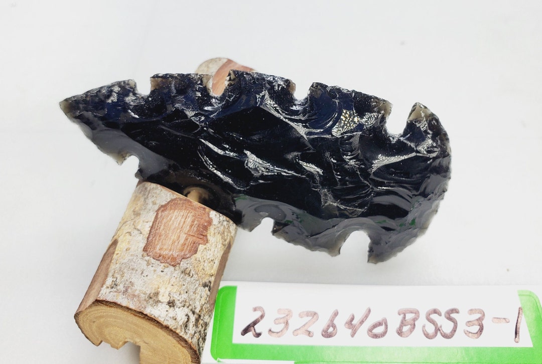 3.25 Obsidian Serrated Spearhead Drill Point Hand Made - Etsy