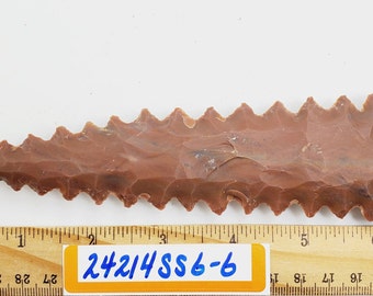 6.5 Stone Serrated Spearhead, Lance Head, Drill Point Hand Knapped ...