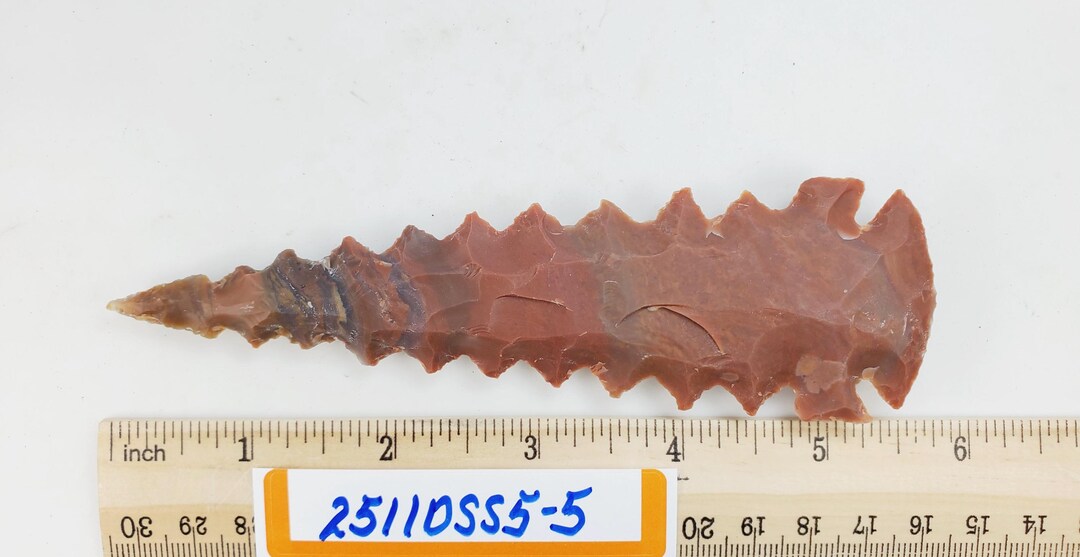 5.5" Stone Serrated Spearhead, Lance Point, Drill Point, Hand Made ...