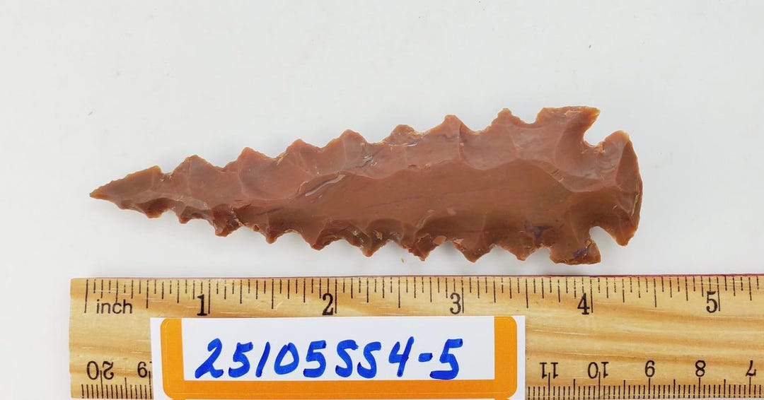 4.5" Stone Serrated Spearhead, Lance Point, Drill Point, Hand Made ...