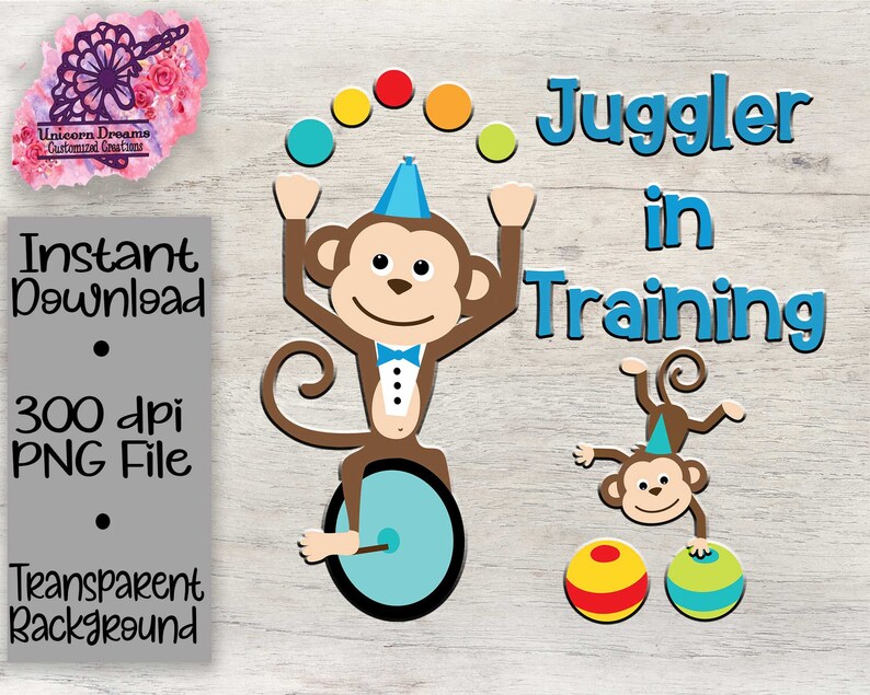 Juggler in Training/ Monkey/ Circus PNG Digital Download - Etsy