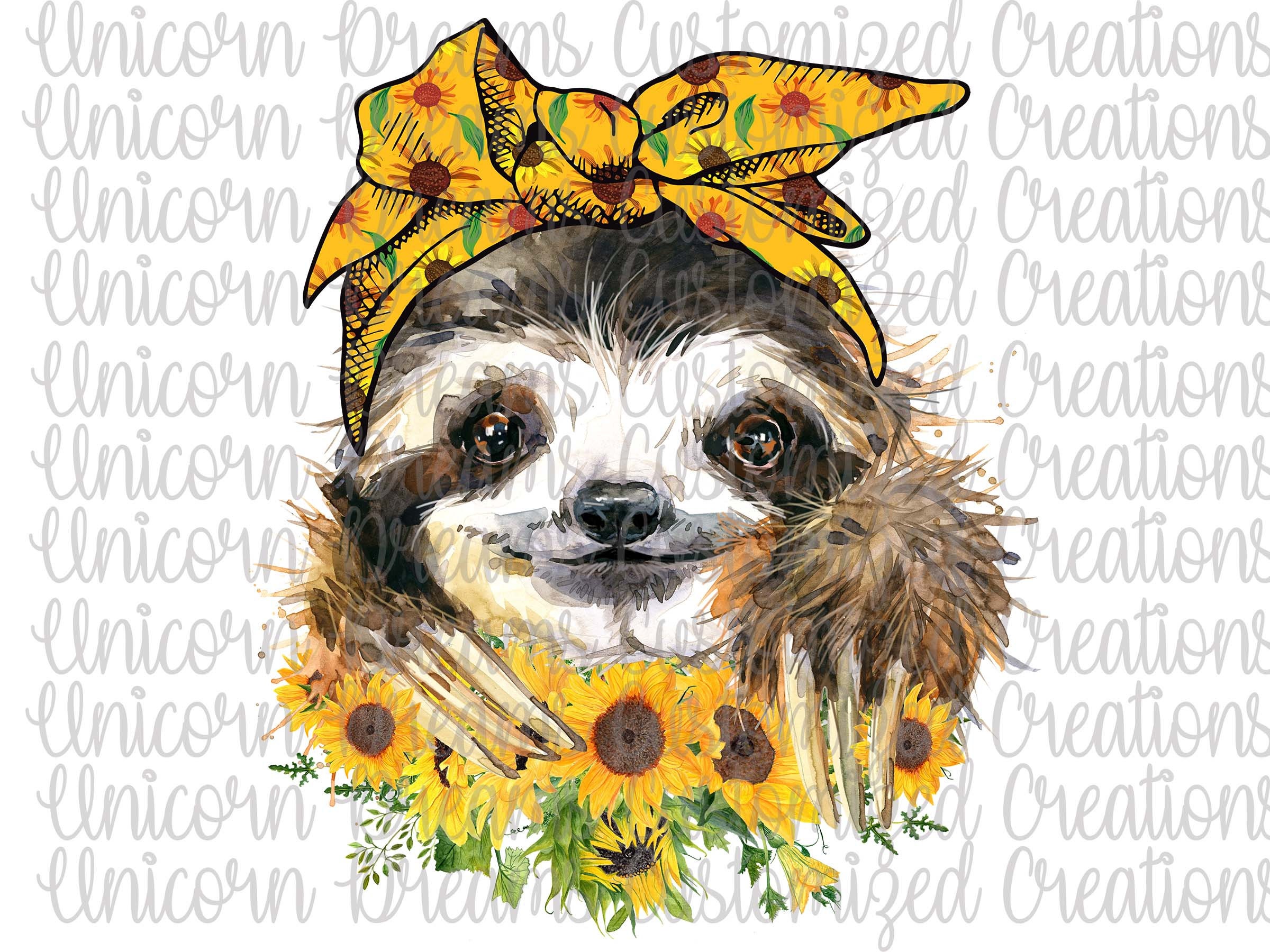 Sunflower Sloth Headband Floral PNG Digital Download | Etsy