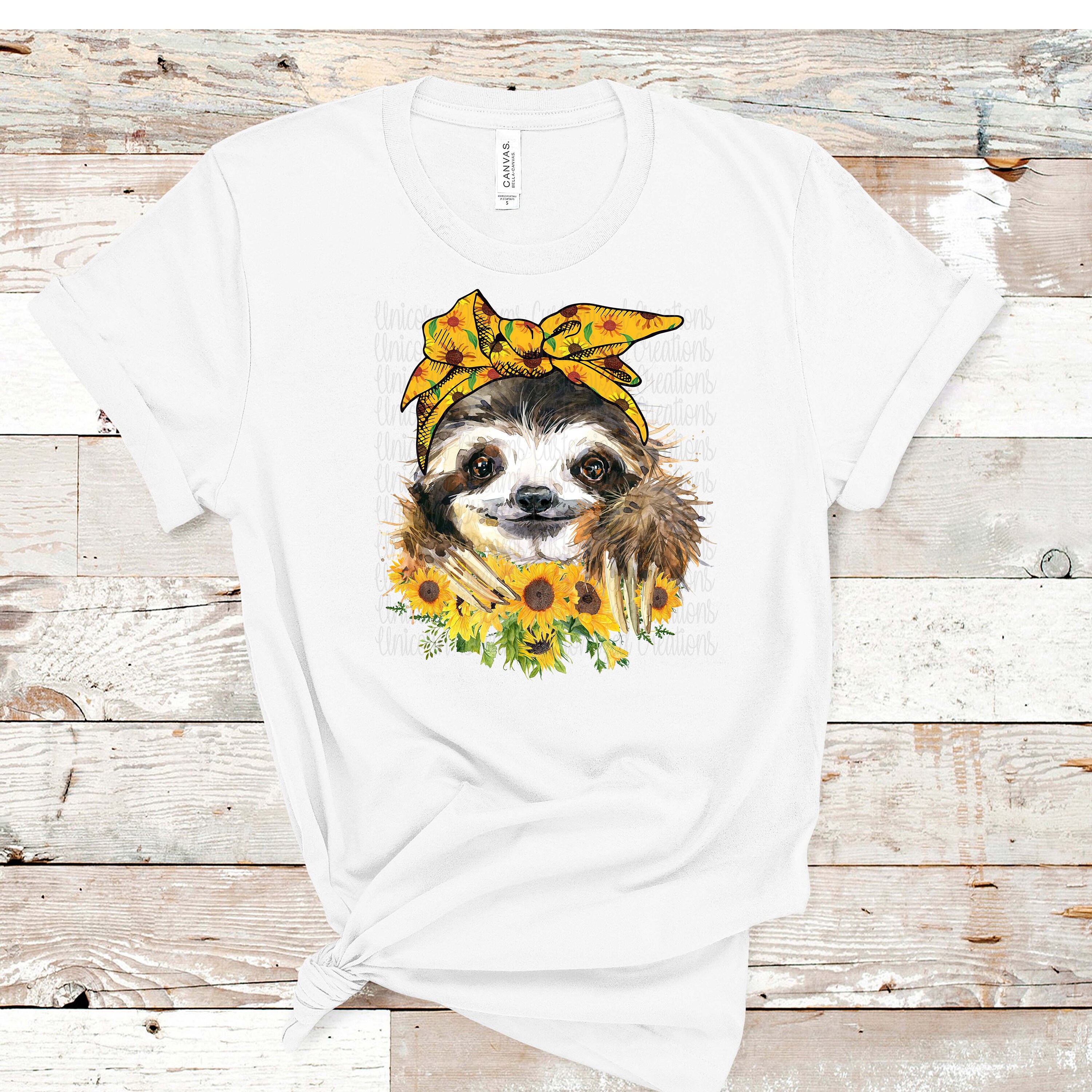 Sunflower Sloth Headband Floral PNG Digital Download | Etsy