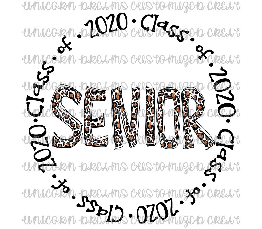 Senior, Class of 2020, Wreath, Word Art, Leopard, PNG Digital Download ...