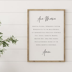 Ave Maria Prayer Print | Hail Mary Latin Wall Art | Catholic Wall Decor ...