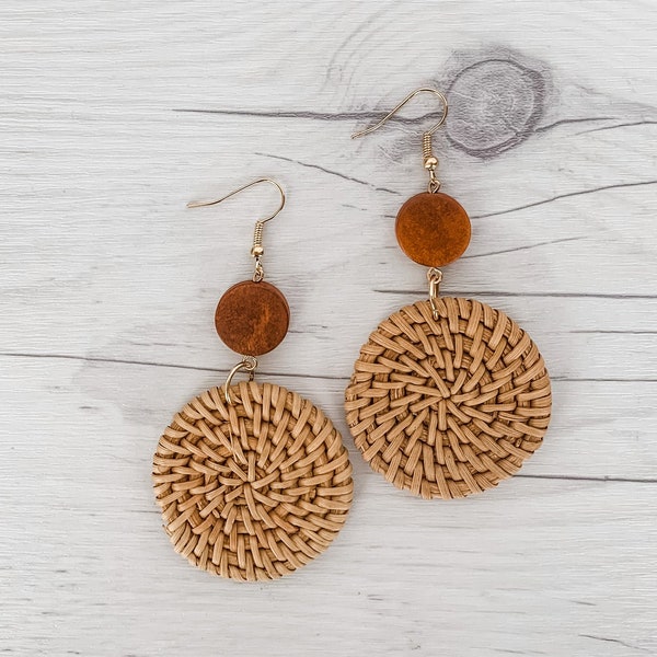 Rattan Earrings - Etsy