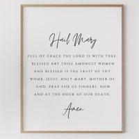 Hail Mary Prayer, Catholic Prayer, Digital File Download - Etsy