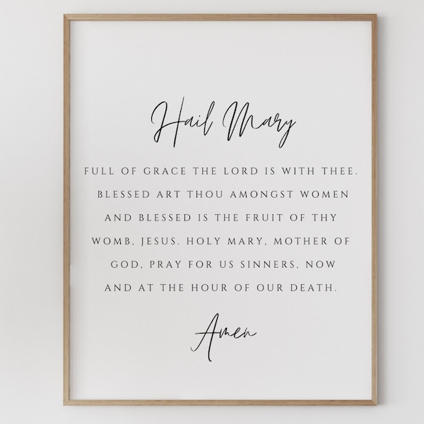 Hail Holy Queen Wall Art, Instant Download, Catholic Prayers Printable ...