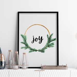 Joy Printable | Christmas Printable | Digital Download | Joy Wreath ...