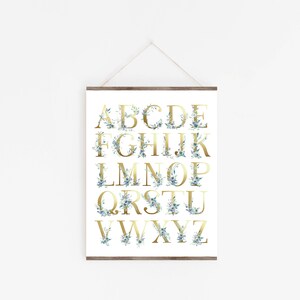 Gold Floral Alphabet Print | Play Room | Nursery Decor | Kids Room ...